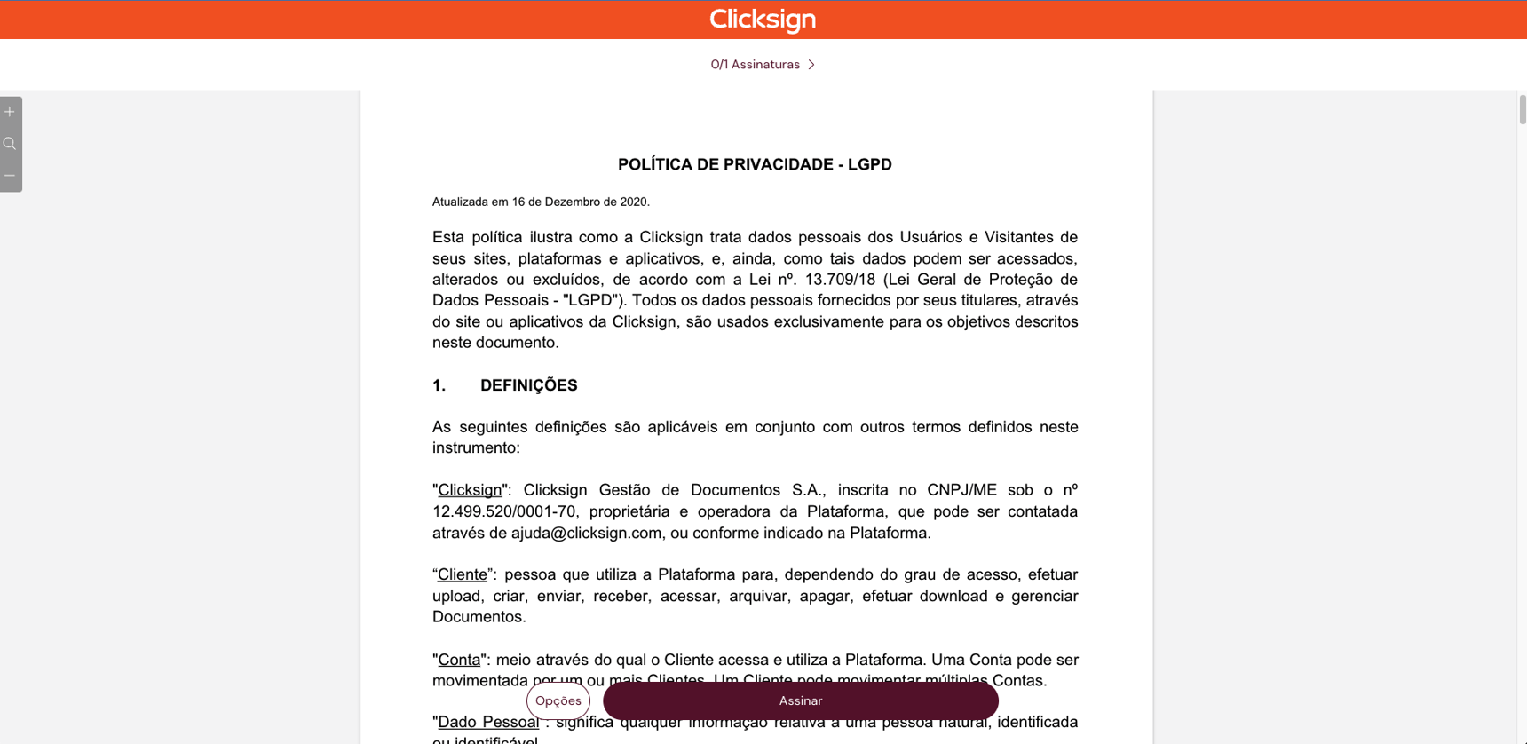 Assinando com Selfie com documento